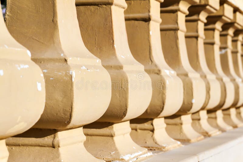 Lot of Round Columns in Perspective Closeup Stock Image - Image of ...
