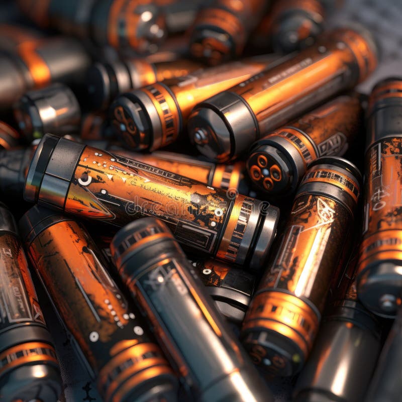 A Lot of Rusty Used Batteries Stock Illustration - Illustration of ...