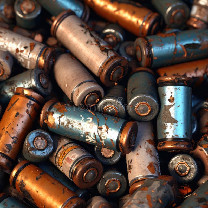 A Lot of Rusty Used Batteries Stock Illustration - Illustration of ...