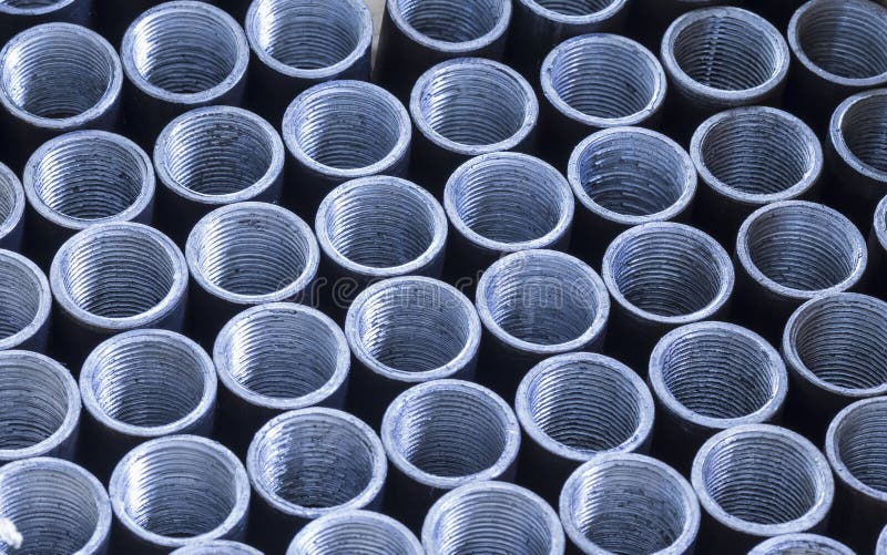 A Lot of Short Metal Pipes with External Thread Stock Photo - Image of ...