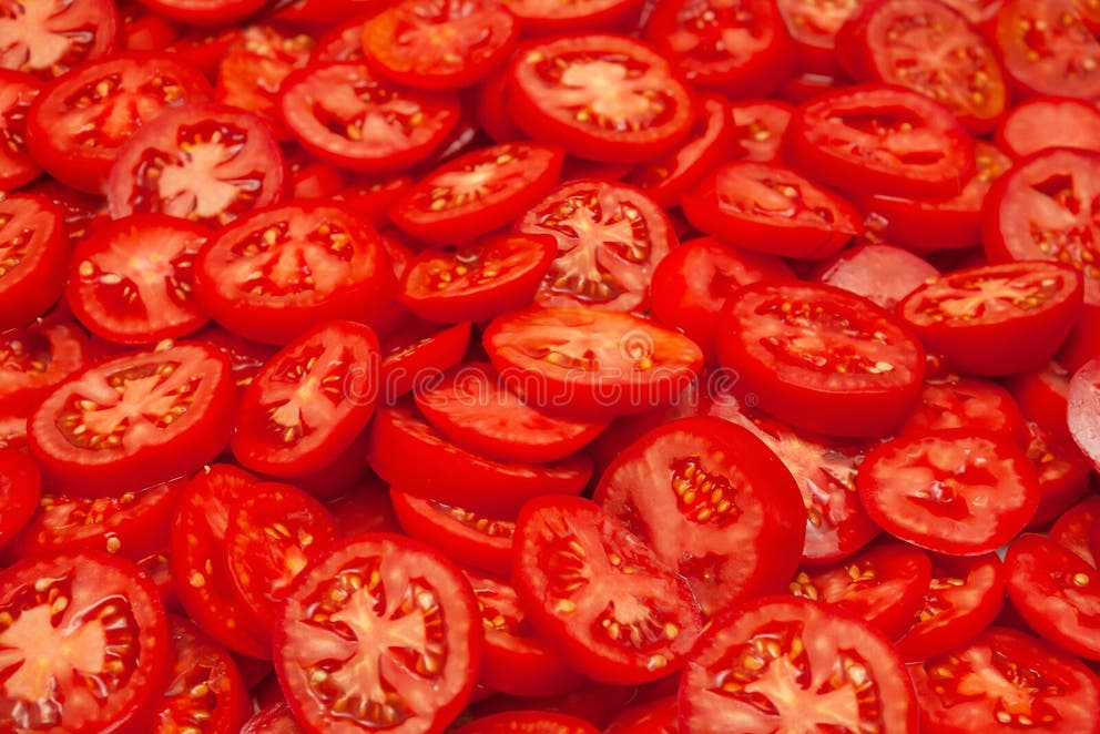 A Lot of Sliced Sliced Fresh Tomatoes Stock Image - Image of freshness ...