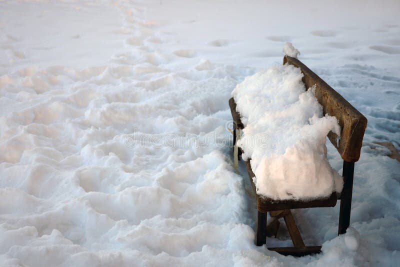 A Lot of Snow Fell on the Sitting Bench, Snow and Sitting Bench Stock ...