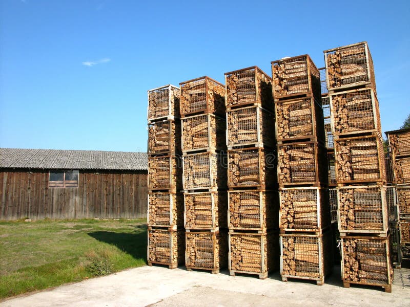 Lot of Storage Boxes with Firewood in a Factory at Daytime Stock Image ...