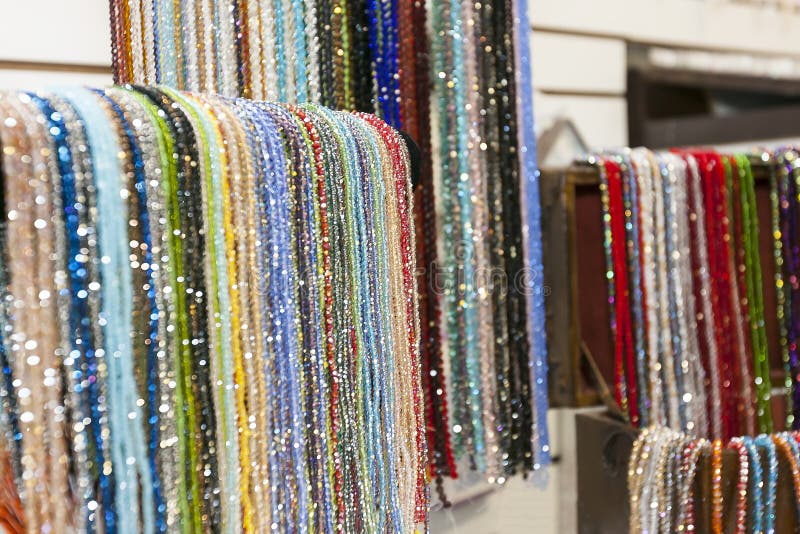 A Lot of Strands of Beads of Many Colors Stock Photo - Image of ...