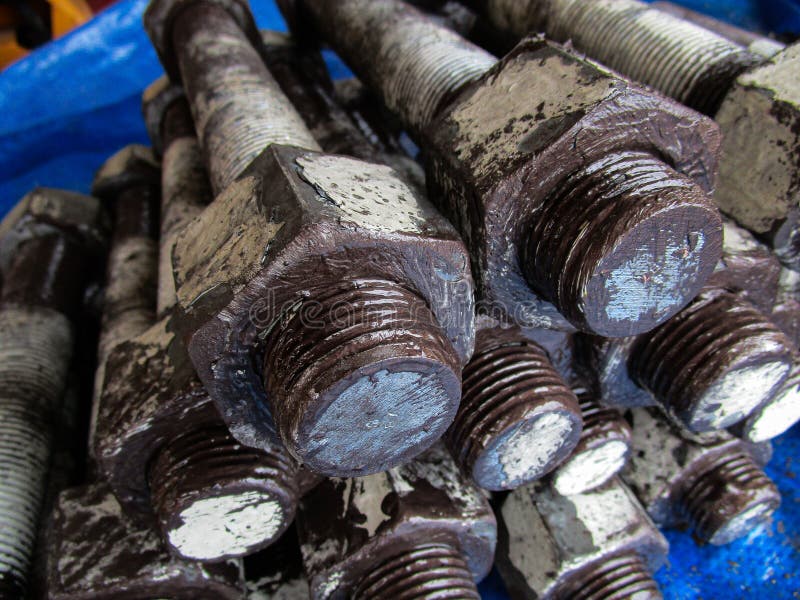 A Lot of Stud Bolt Greasing and Standby for Reconnect Stock Image ...