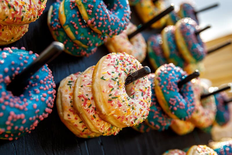A lot of sweet donuts. stock image. Image of pastel - 197184829