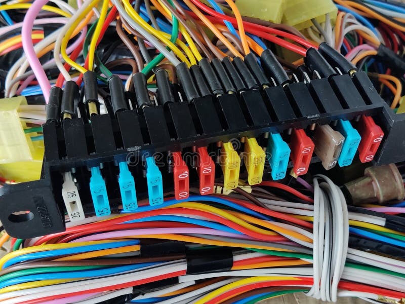 A Lot of Tangled Multi-colored Electrical Wires with Different ...
