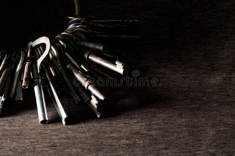 Old Vintage Keys and Locks on Antique Weathered Barn Wood Board Planks ...