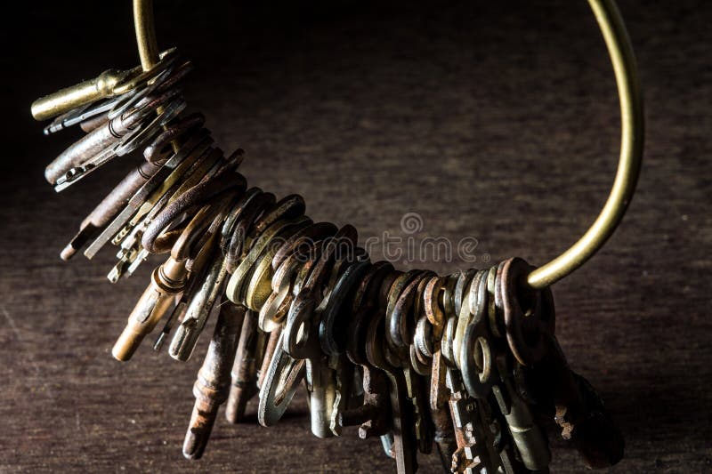 Old Vintage Keys and Locks on Antique Weathered Barn Wood Board Planks ...