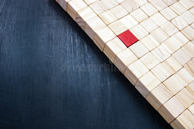 Lot of Wooden Cubes and Red One. Be Different and Unique Concept. Stock ...