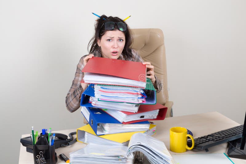 A Lot of Work for Clerk in Office Stock Image - Image of elegant ...