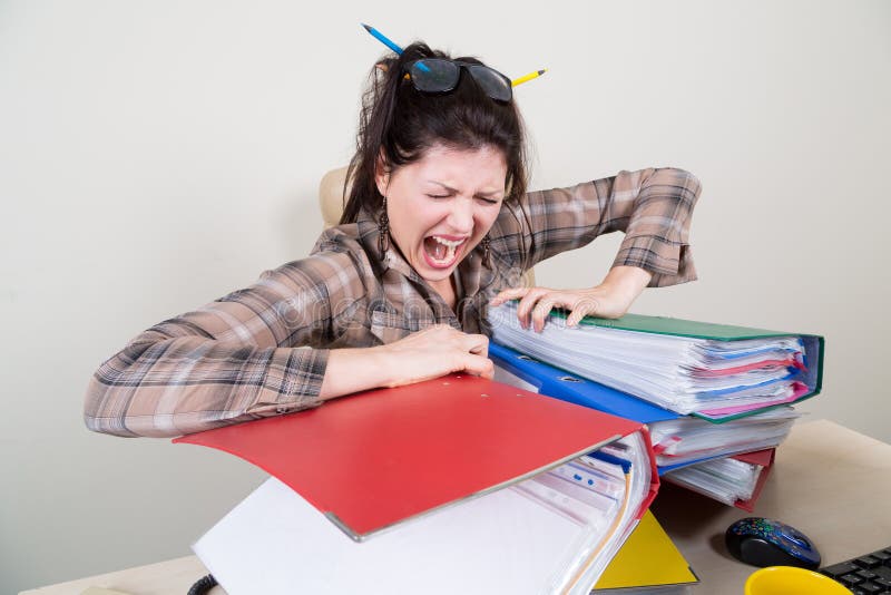 A Lot of Work for Clerk in Office Stock Image - Image of book ...