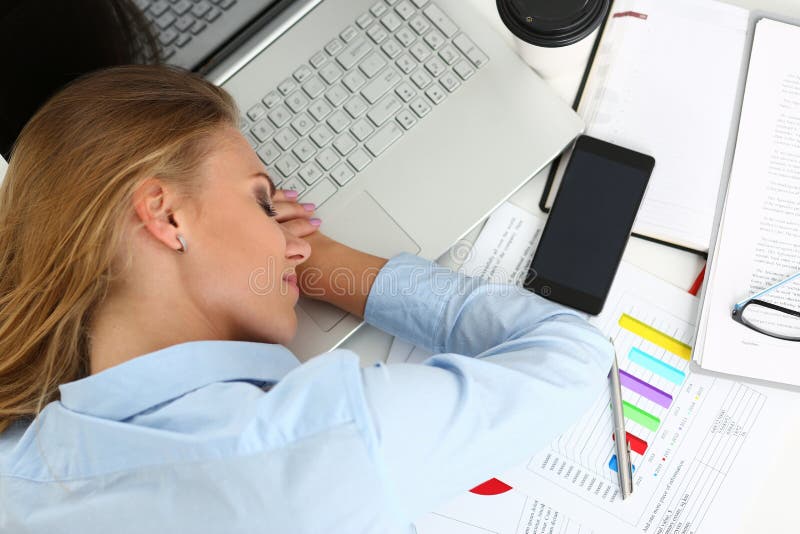 Lot of Work Wait for Tired and Exhausted Woman Stock Photo - Image of ...