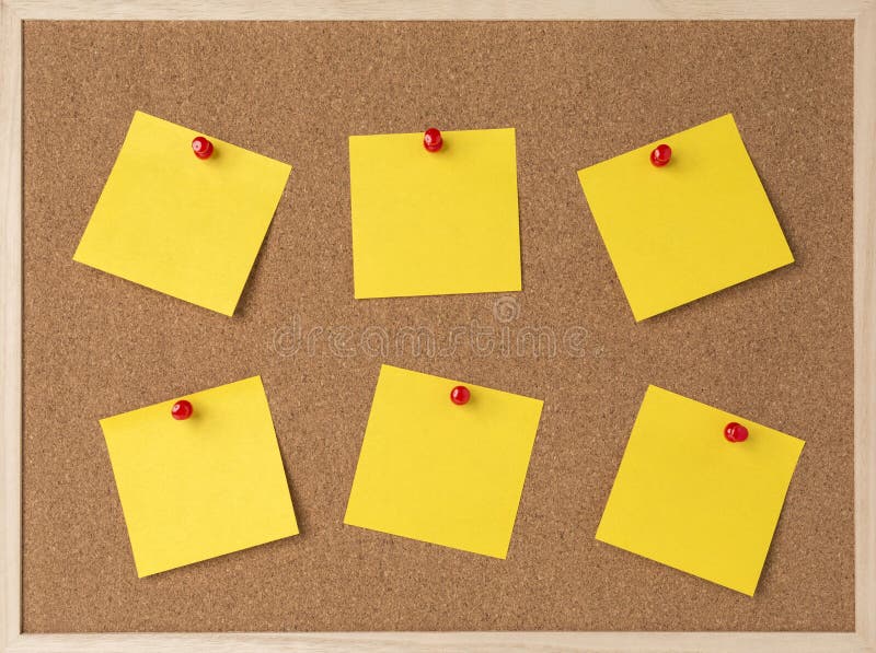 Lot a Yellow Sticky Note on Wooden Frame Cork Board Stock Image - Image ...