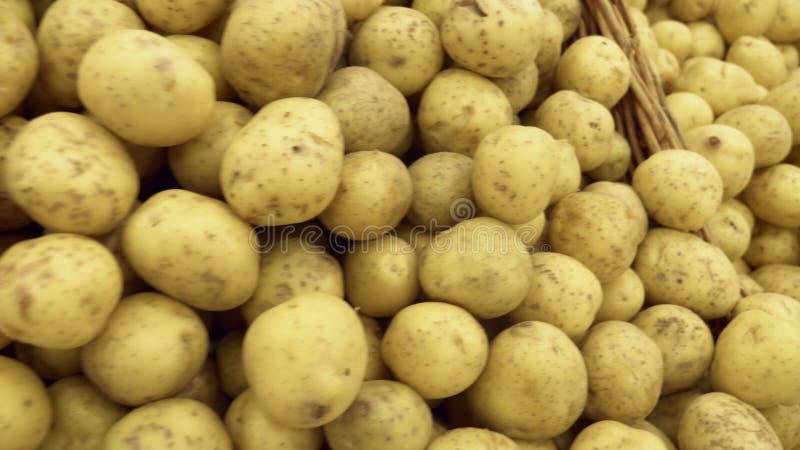 A Lot of Young White Washed Potatoes on the Store Counter Stock Video ...