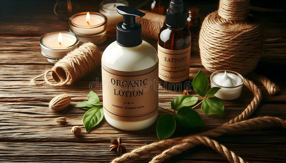 Lotion Bottle, Rustic Table, Image Created Using Ai Stock Photo - Image ...