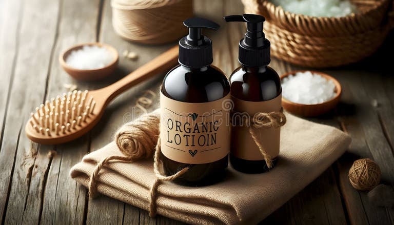 Lotion Bottle, Rustic Table, Image Created Using Ai Stock Photo - Image ...