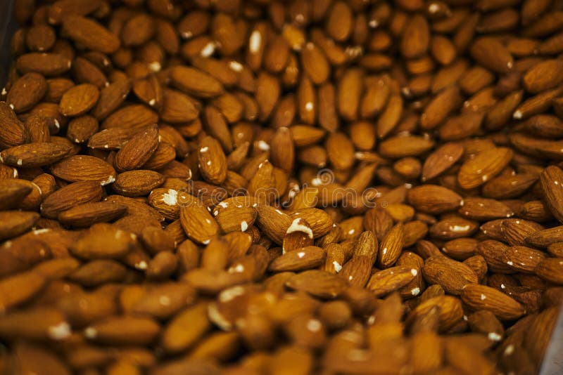 Lots of Almonds on the Counter in the Store Stock Photo - Image of ...