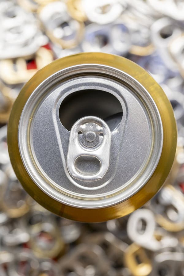 Lots of Aluminum Can Rings and a Beer Can are Seen, Close-up Image ...