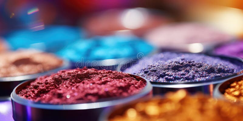 Lots Beautiful Bright Cosmetic Eye Shadows. Generative AI Stock ...