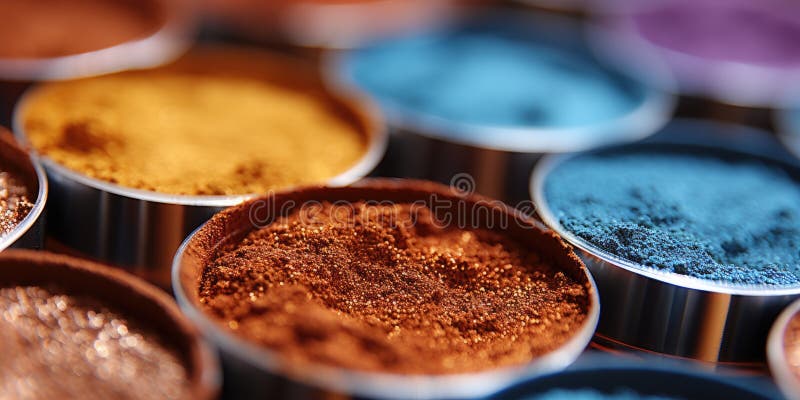Lots Beautiful Bright Cosmetic Eye Shadows. Generative AI Stock ...