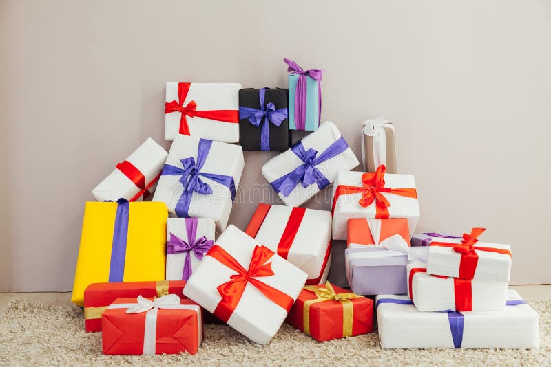 Lots of christmas presents stock image. Image of bows - 35477507