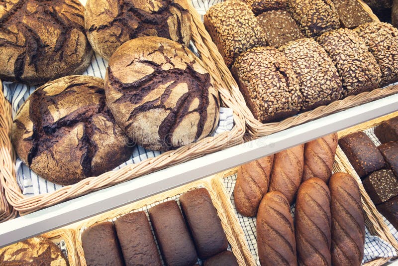 Lots of Black Bread on the Store or Bakery Stock Photo - Image of ...