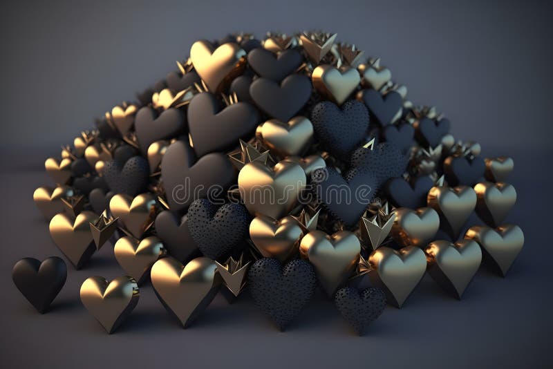 Lots of Black Hearts. Neural Network AI Generated Stock Illustration ...