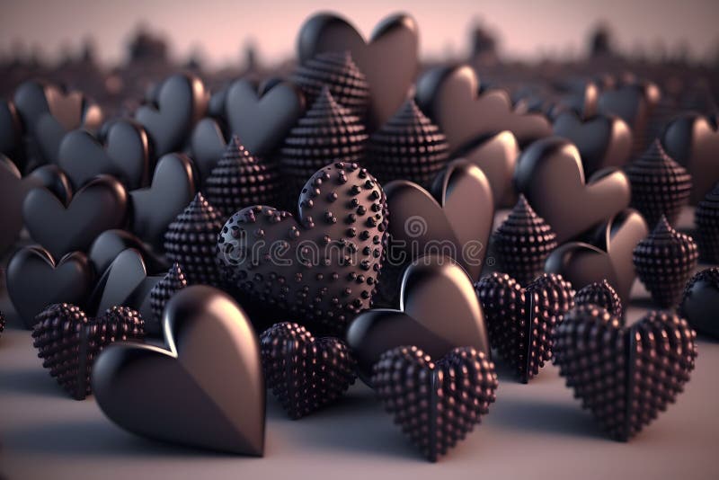 Lots of Black Hearts. Neural Network AI Generated Stock Illustration ...