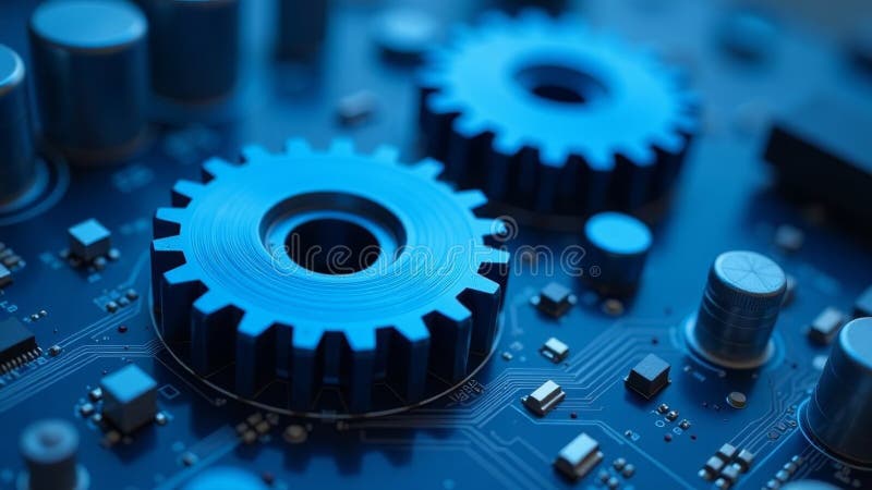 Lots of Blue Gears on the Board Stock Photo - Image of graphic ...