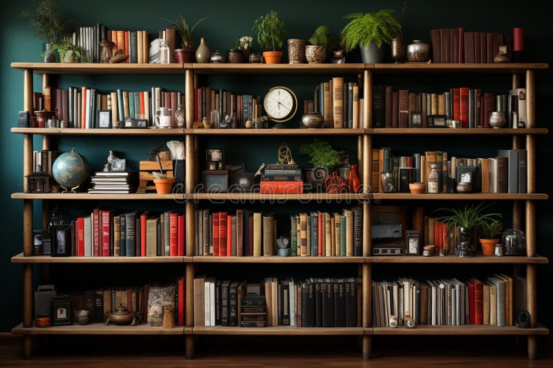 Lots of Books on Shelves in Library Stock Photo - Image of fiction ...