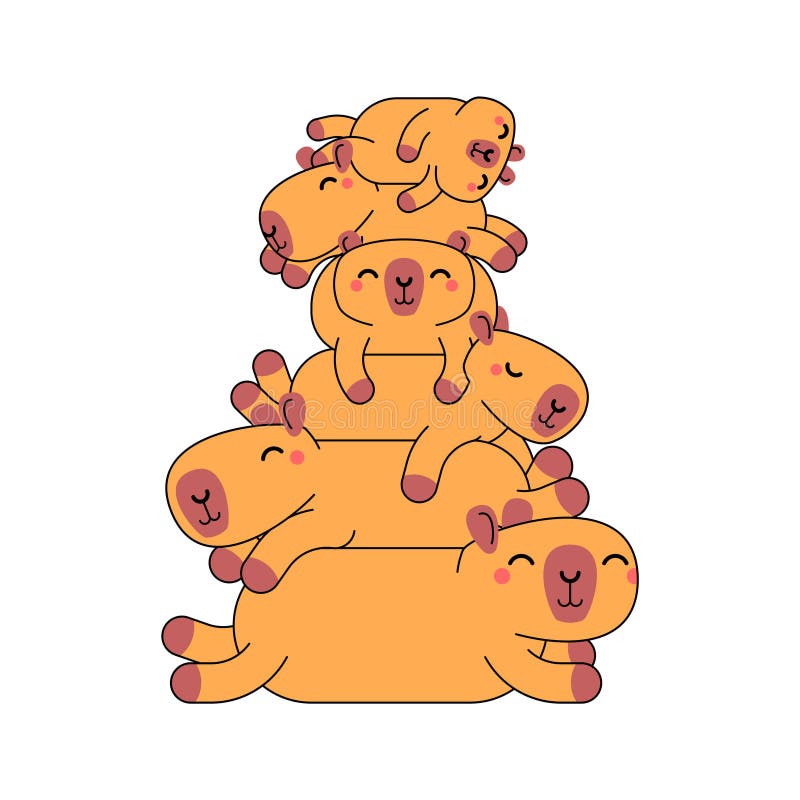 Lots of Capybaras. Pyramid of Capybaras Stock Vector - Illustration of ...