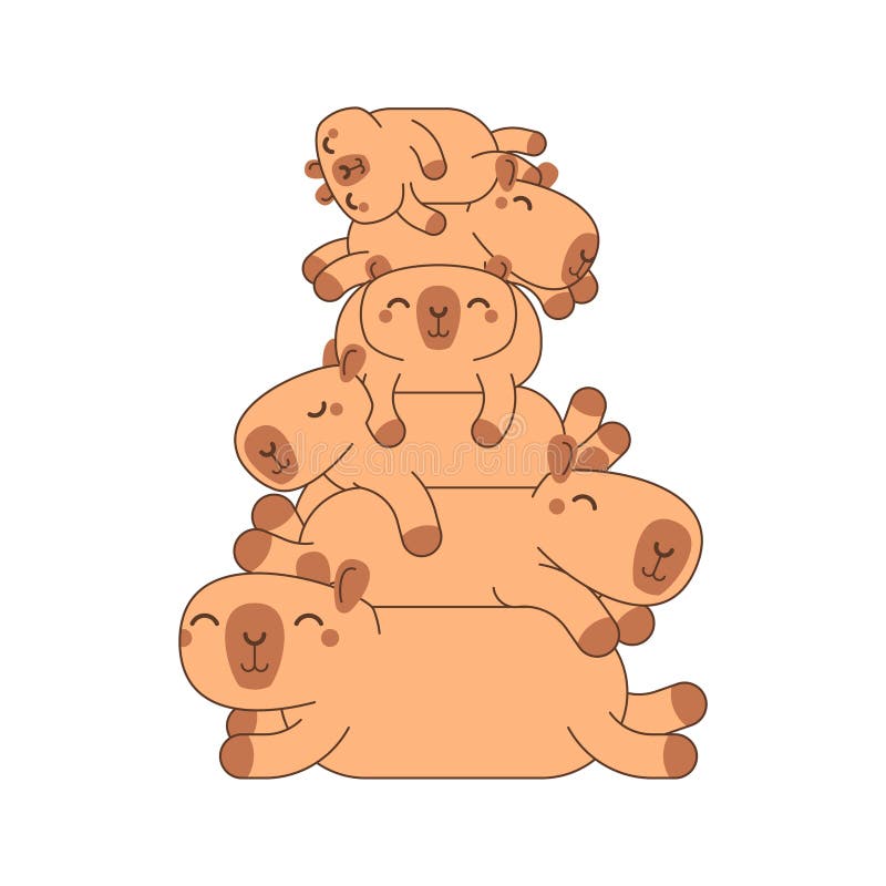 Lots of Capybaras. Pyramid of Capybaras Stock Vector - Illustration of ...