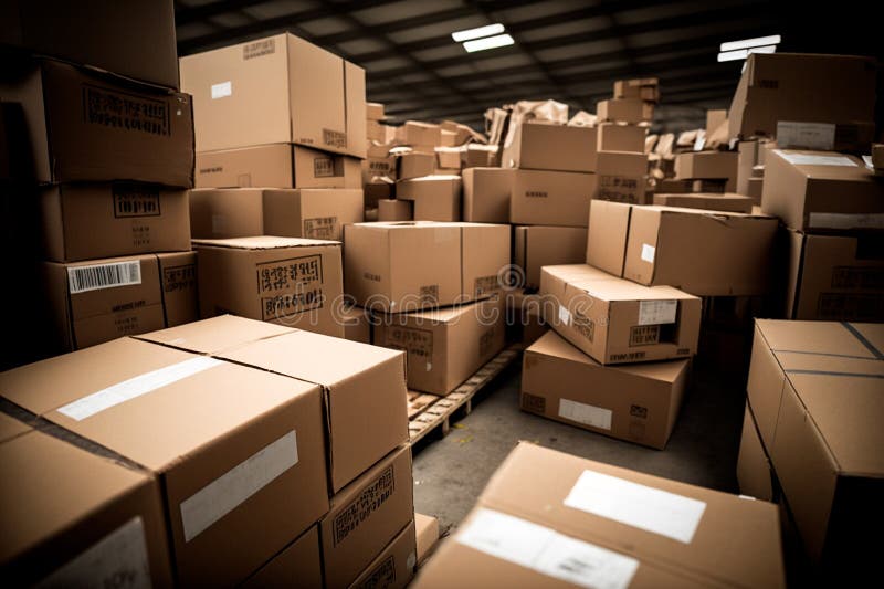 Lots of Cardboard Boxes in Stock. Stock Illustration - Illustration of ...