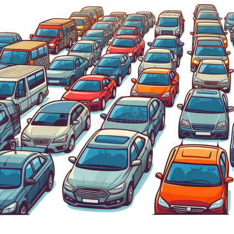 Lots of Cars Standing in Traffic. Stock Illustration - Illustration of ...