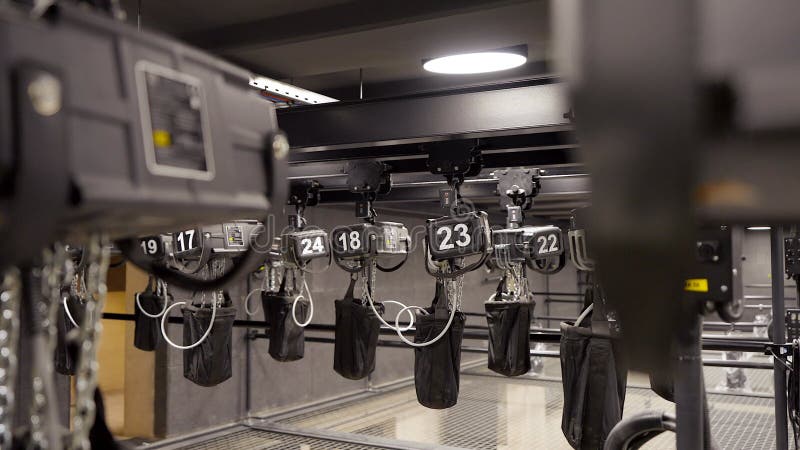 Lots of Ceiling Mounted Electric Chain Hoists Stock Footage - Video of ...