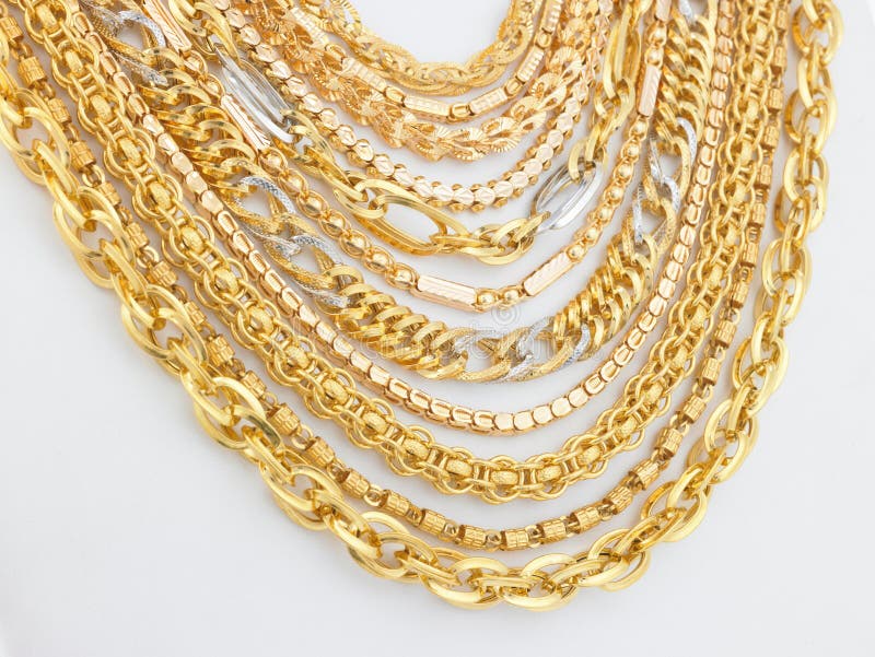 Rows of Designed Gold Chains Stock Photo - Image of precious, love: 8361052