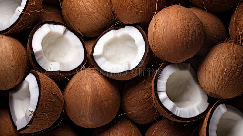 Lots of Coconuts Background. Ai Generated Image Stock Image - Image of ...