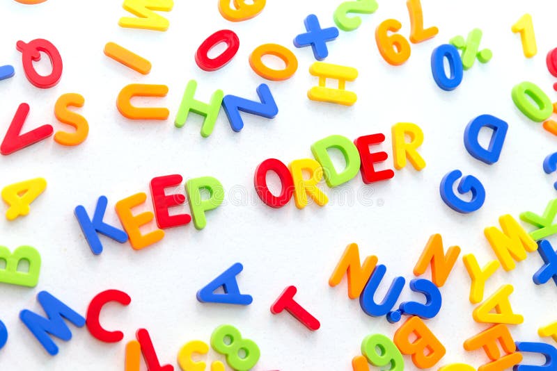 Colorful Letters on a Table, Text Keep Order in the Center Stock Image ...