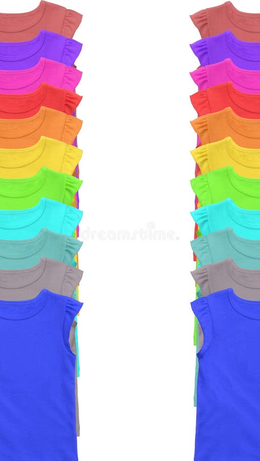 Lots of T-shirts on Hangers Over Orange Brick Wall Stock Photo - Image ...