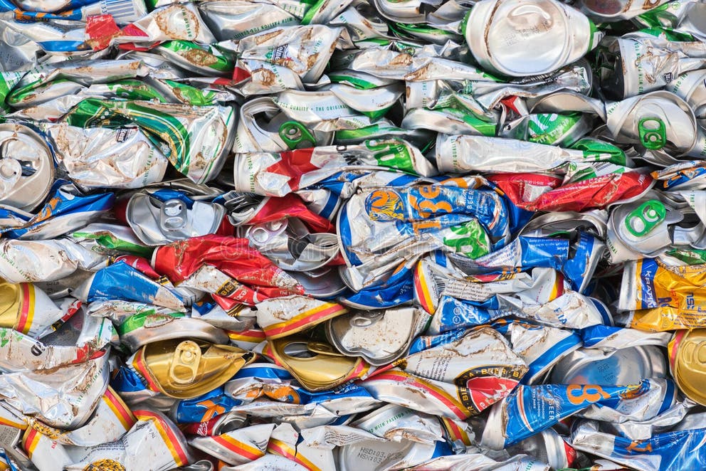 Lots of Compressed Beer Cans Editorial Stock Photo - Image of backdrop ...