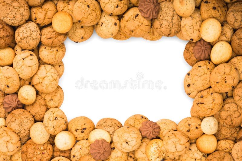 Lots of Cookies and Biscuits at White with Copy Space Stock Image ...