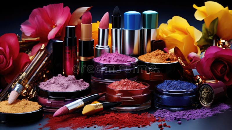 Lots of Cosmetics on the Table Stock Illustration - Illustration of ...