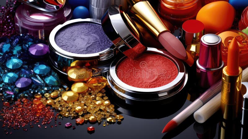 Lots of Cosmetics on the Table Stock Illustration - Illustration of ...