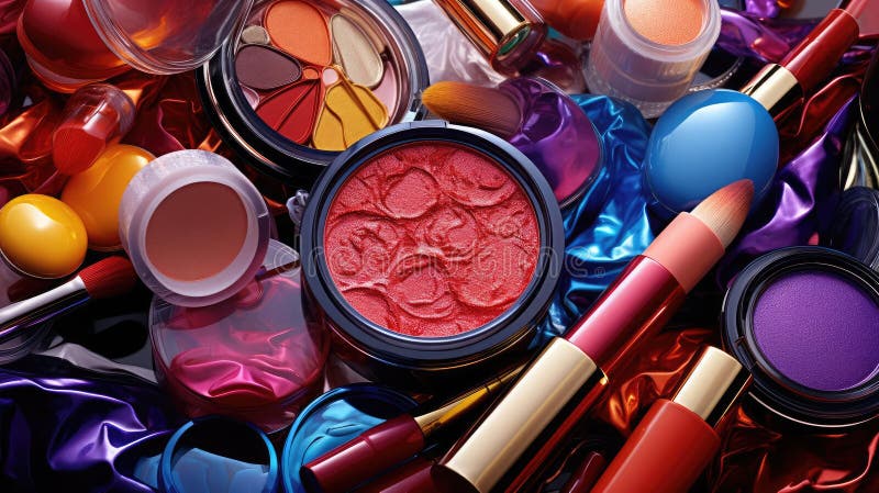 Lots of Cosmetics on the Table Stock Illustration - Illustration of ...