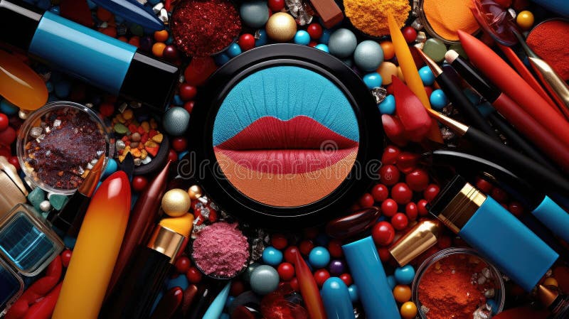 Lots of Cosmetics on the Table Stock Illustration - Illustration of ...