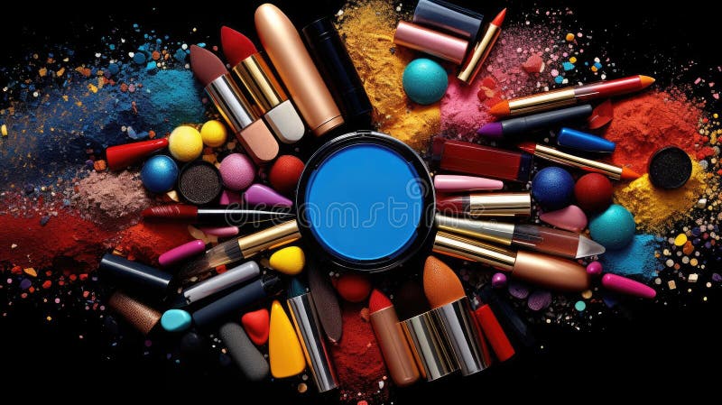 Lots of Cosmetics on the Table Stock Illustration - Illustration of ...