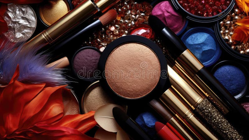 Lots of Cosmetics on the Table Stock Illustration - Illustration of ...