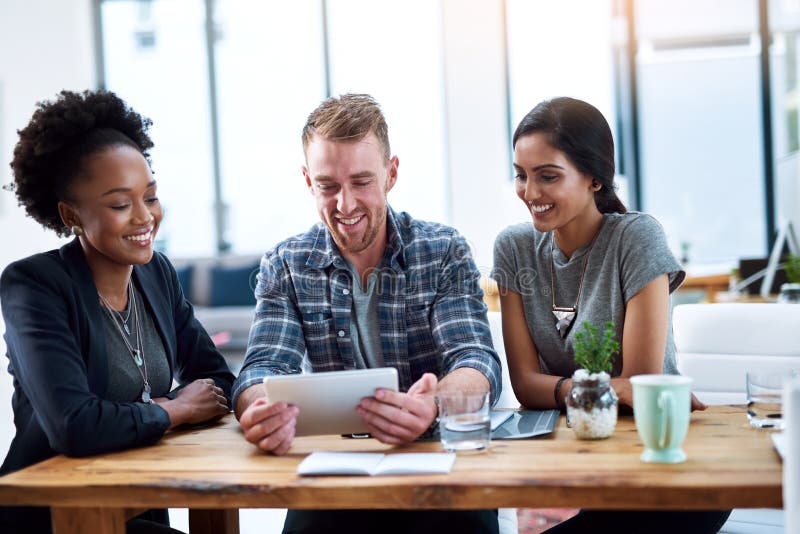 Lots of Creative Input Here. a Team of Young Colleagues Using a Digital ...