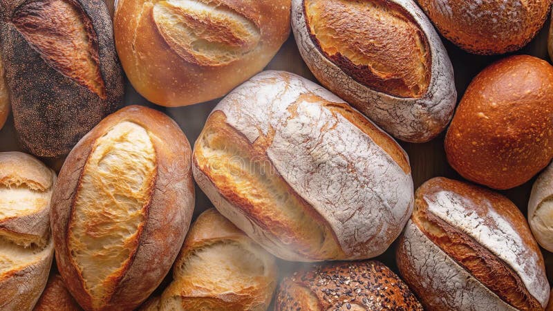 Lots of Different Breads Taking Up the Entire Image with Smoke Around ...
